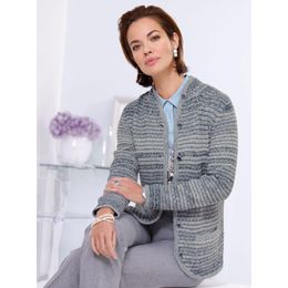 Strickjacke CLASSIC Gr. 38, blau (rauchblau, taubenblau, gemustert) Damen Strickjacken