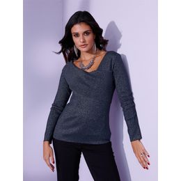 CRÉATION L V-Ausschnitt-Pullover CREATION L "Pullover" Gr. 36, blau (marine) Damen Pullover V-Pullover