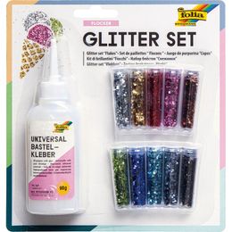 Folia Glitter-Set FLOCKEN 11-teilig in bunt
