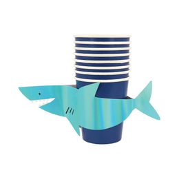 Meri Meri Pappbecher SHARK (260ml) 8er-Set