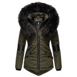 Navahoo Damen Winterjacke edle Steppjacke mit Schwarzem Kunstpelzkragen Nirvana