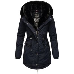 Navahoo Damen Wintermantel Winterparka Gef&uuml;ttert mit 2 Kunstpelz-Kapuzen Sweety Deluxe