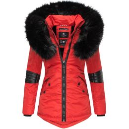 Navahoo Damen Winterjacke edle Steppjacke mit Schwarzem Kunstpelzkragen Nirvana