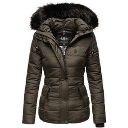 Navahoo Damen Modische Winterjacke Steppjacke mit Kunstpelz Kapuze Zuckerbiene