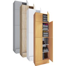Vcm Holz-Schuhschrank Ma&szlig;e: H. 240 x B. 70 x T. 39 cm Allzweckschrank 5 F&auml;cher 4 Dreht&uuml;ren Aufsatz mit 2 T&uuml;ren extra Schublade&ndash; Lona