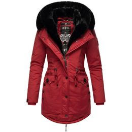 Navahoo Damen Wintermantel Winterparka Gef&uuml;ttert mit 2 Kunstpelz-Kapuzen Sweety Deluxe