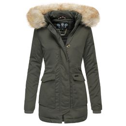 Navahoo Damen Designer Wintermantel Parka mit edlem Fellimitat Schneeengel