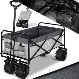 Kesser&reg; Bollerwagen faltbar mit Breite Reifen Handwagen Transportkarre Ger&auml;tewagen inkl. 2 Netztaschen klappbar Kunststoff-Reifen bis 150 kg Tragkraft transportwagen Gartenanh&auml;nger