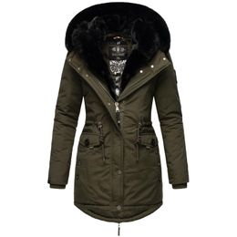 Navahoo Damen Wintermantel Winterparka Gef&uuml;ttert mit 2 Kunstpelz-Kapuzen Sweety Deluxe