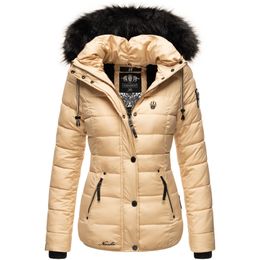 Navahoo Damen Modische Winterjacke Steppjacke mit Kunstpelz Kapuze Zuckerbiene