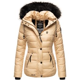 Navahoo Damen Modische Winterjacke Steppjacke mit Kunstpelz Kapuze Zuckerbiene