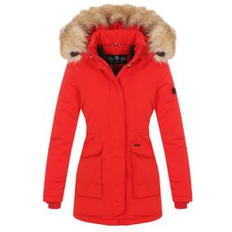 Navahoo Damen Designer Wintermantel Parka mit edlem Fellimitat Schneeengel