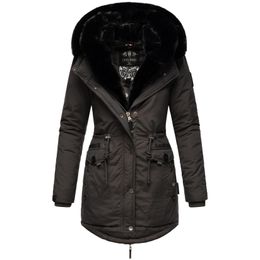 Navahoo Damen Wintermantel Winterparka Gef&uuml;ttert mit 2 Kunstpelz-Kapuzen Sweety Deluxe