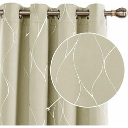 Deconovo - Gardinen Blickdicht Vorhang mit Ösen, 2er Set,132x160 cm(BreitexHöhe), Beige - Beige