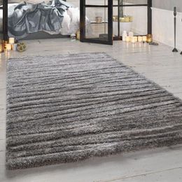 Hochflor-Teppich, Weicher Shaggy Für Wohnzimmer Mit Meliertem Design, In Grau 200x290 cm - Paco Home