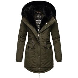 Navahoo Damen Wintermantel Winterparka Gefüttert mit 2 Kunstpelz-Kapuzen Sweety Deluxe