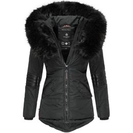 Navahoo Damen Winterjacke edle Steppjacke mit Schwarzem Kunstpelzkragen Nirvana