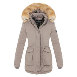 Navahoo Damen Designer Wintermantel Parka mit edlem Fellimitat Schneeengel