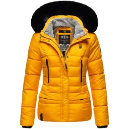 Navahoo Damen Winterjacke Steppjacke mit Teddyfell & Kunstpelz Kapuze Loveleen