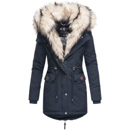 Navahoo Damen Wintermantel Dicker Winterparka mit 2 Kunstpelz-Kapuzen Sweety