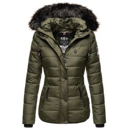 Navahoo Damen Modische Winterjacke Steppjacke mit Kunstpelz Kapuze Zuckerbiene