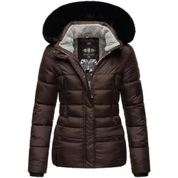 Navahoo Damen Winterjacke Steppjacke mit Teddyfell & Kunstpelz Kapuze Loveleen