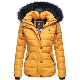 Navahoo Damen Modische Winterjacke Steppjacke mit Kunstpelz Kapuze Zuckerbiene