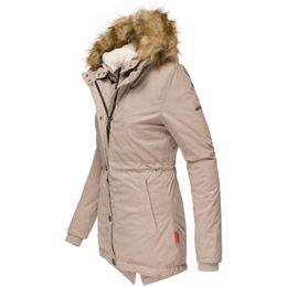 Marikoo Damen Edler Wintermantel Winterparka mit Kunstfellkapuze Akira