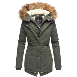 Marikoo Damen Edler Wintermantel Winterparka mit Kunstfellkapuze Akira