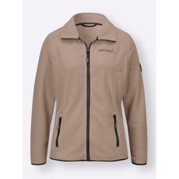 WITT Damen Fleecejacke mit Stickerei, taupe, Gr&ouml;&szlig;e 50