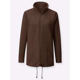 WITT Damen Fleecejacke Kordeldurchzug am Saum, mokka, Gr&ouml;&szlig;e 40