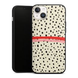 DeinDesign iPhone 14 Handy Premium Silikon H&uuml;lle Handyh&uuml;lle schwarz Case Stripes Points Kunst Silikon Premium Case
