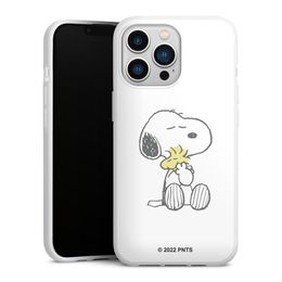 DeinDesign iPhone 13 Pro Handy Silikon H&uuml;lle Case wei&szlig; Handyh&uuml;lle Snoopy Love Peanuts Silikon Case