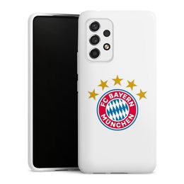 DeinDesign Galaxy A53 5G Handy Silikon H&uuml;lle Case wei&szlig; Handyh&uuml;lle Star Fc Bayern M&uuml;nchen Fcb Silikon Case