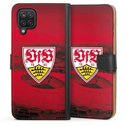 DeinDesign Galaxy A12 Handy Klapph&uuml;lle Handyh&uuml;lle aus Kunst Leder schwarz Flip Case Vfb Stuttgart Official Licensed Product Stadium Sideflip mit langer Lasche