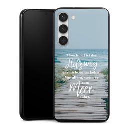 DeinDesign Galaxy S23+ Handy Silikon H&uuml;lle Case schwarz Handyh&uuml;lle Statement Beach Spruch