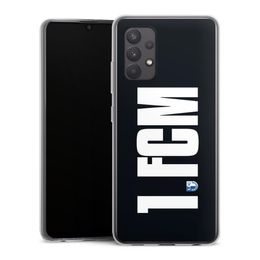 DeinDesign Galaxy A32 4G Handy Silikon H&uuml;lle Case transparent Handyh&uuml;lle 1. Fcm 1. Fc Magdeburg Official Licensed Product Silikon Case