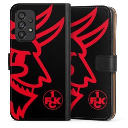 DeinDesign Galaxy A53 5G Handy Klapph&uuml;lle Handyh&uuml;lle aus Kunst Leder schwarz Flip Case 1. Fc Kaiserslautern Logo Official Licensed Product Sideflip mit langer 