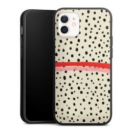 DeinDesign iPhone 12 mini Handy Premium Silikon H&uuml;lle Handyh&uuml;lle schwarz Case Stripes Points Kunst Silikon Premium Case