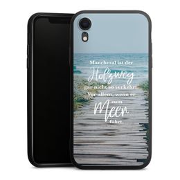 DeinDesign iPhone Xr Handy Premium Silikon H&uuml;lle Handyh&uuml;lle schwarz Case Statement Beach Spruch Silikon Premium Case