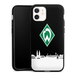 DeinDesign iPhone 12 Handy Silikon H&uuml;lle Case schwarz Handyh&uuml;lle Sv Werder Bremen Skyline Official Licensed Product