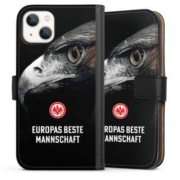 DeinDesign iPhone 13 Handy Klapph&uuml;lle Handyh&uuml;lle aus Kunst Leder schwarz Flip Case European Cup Official Licensed Product Eintracht Frankfurt Sideflip mit Lasche
