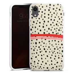 DeinDesign iPhone Xr Handy Silikon H&uuml;lle Case wei&szlig; Handyh&uuml;lle Stripes Points Kunst Silikon Case