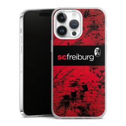 DeinDesign iPhone 14 Pro Max Handy Silikon H&uuml;lle Case transparent Handyh&uuml;lle Official Licensed Product Sc Freiburg Logo Silikon Case