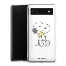 DeinDesign Google Pixel 6a Handy Silikon H&uuml;lle Case transparent Handyh&uuml;lle Snoopy Love Peanuts Silikon Case