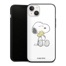 DeinDesign iPhone 14 Handy Premium Silikon H&uuml;lle Handyh&uuml;lle schwarz Case Snoopy Love Peanuts Silikon Premium Case