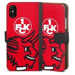 DeinDesign iPhone X Handy Klapph&uuml;lle Handyh&uuml;lle aus Kunst Leder schwarz Flip Case Devil 1. Fc Kaiserslautern 1. Fck Sideflip mit langer Lasche