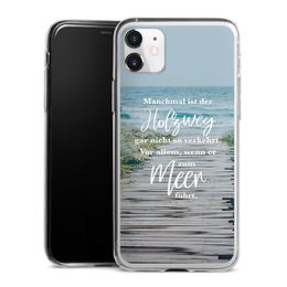 DeinDesign iPhone 11 Handy Slim Case Silikon Handyh&uuml;lle transparent H&uuml;lle extra d&uuml;nn Statement Spruch Beach Silikon Slim Case