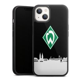 DeinDesign iPhone 13 Handy Gallery Case Handyh&uuml;lle 9H Geh&auml;rtetes Glas R&uuml;ckseite H&uuml;lle Skyline Sv Werder Bremen Official Licensed Product Gallery Case