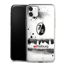 DeinDesign iPhone 11 Handy Slim Case Silikon Handyh&uuml;lle transparent H&uuml;lle extra d&uuml;nn Skyline Logo Sc Freiburg Silikon Slim Case